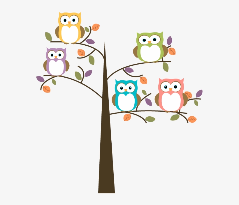 Cute Cartoon Owls In Trees
