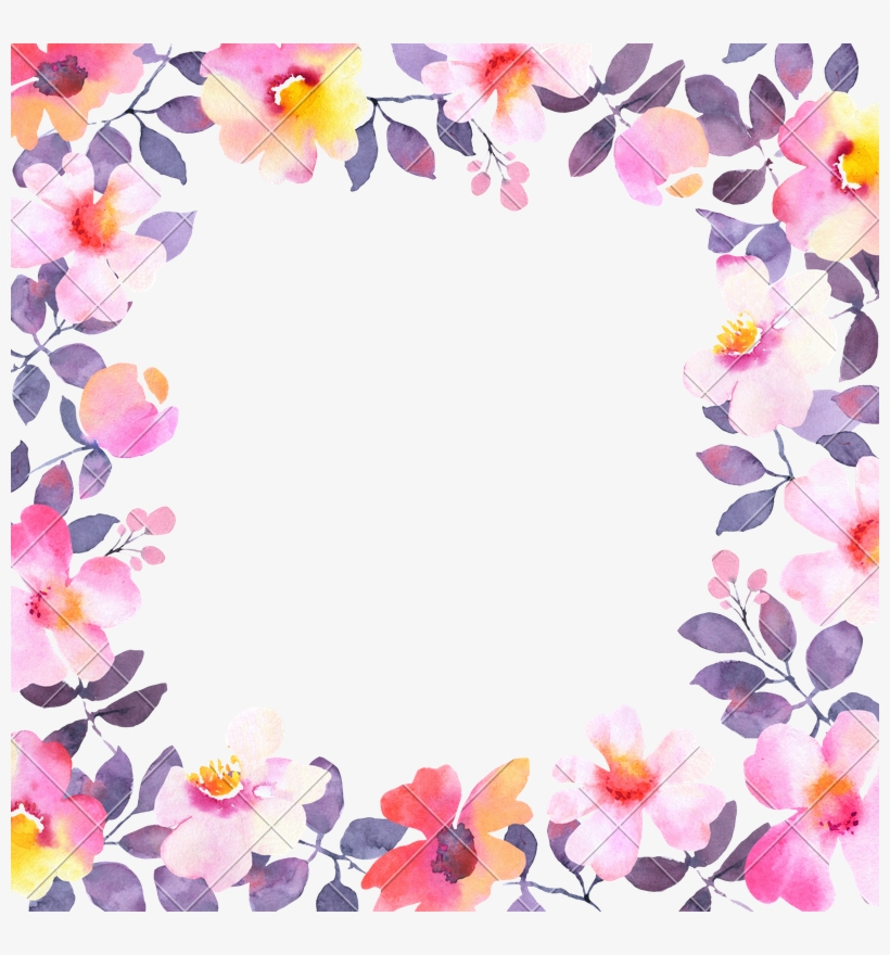 Watercolor Frame Png - Square Flower Frame Png Transparent PNG ...