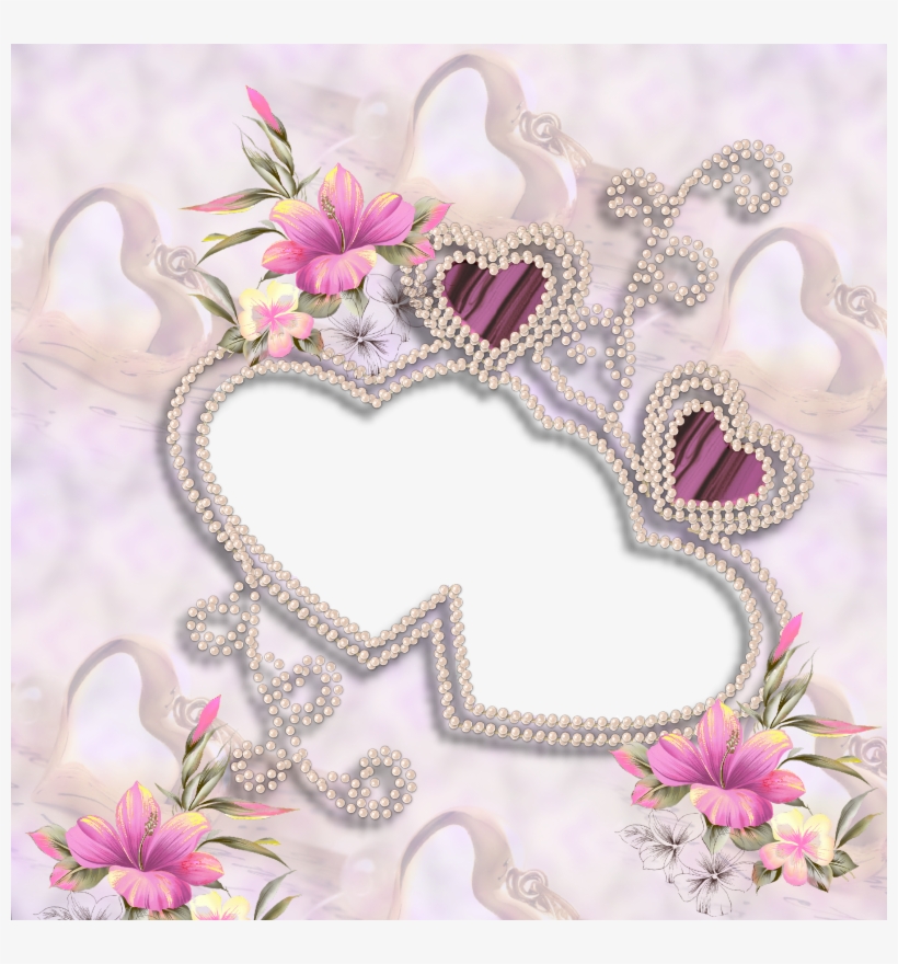 Delicate Png Photo Frame With Pearls And Flowers - Pearls And Flowers ...