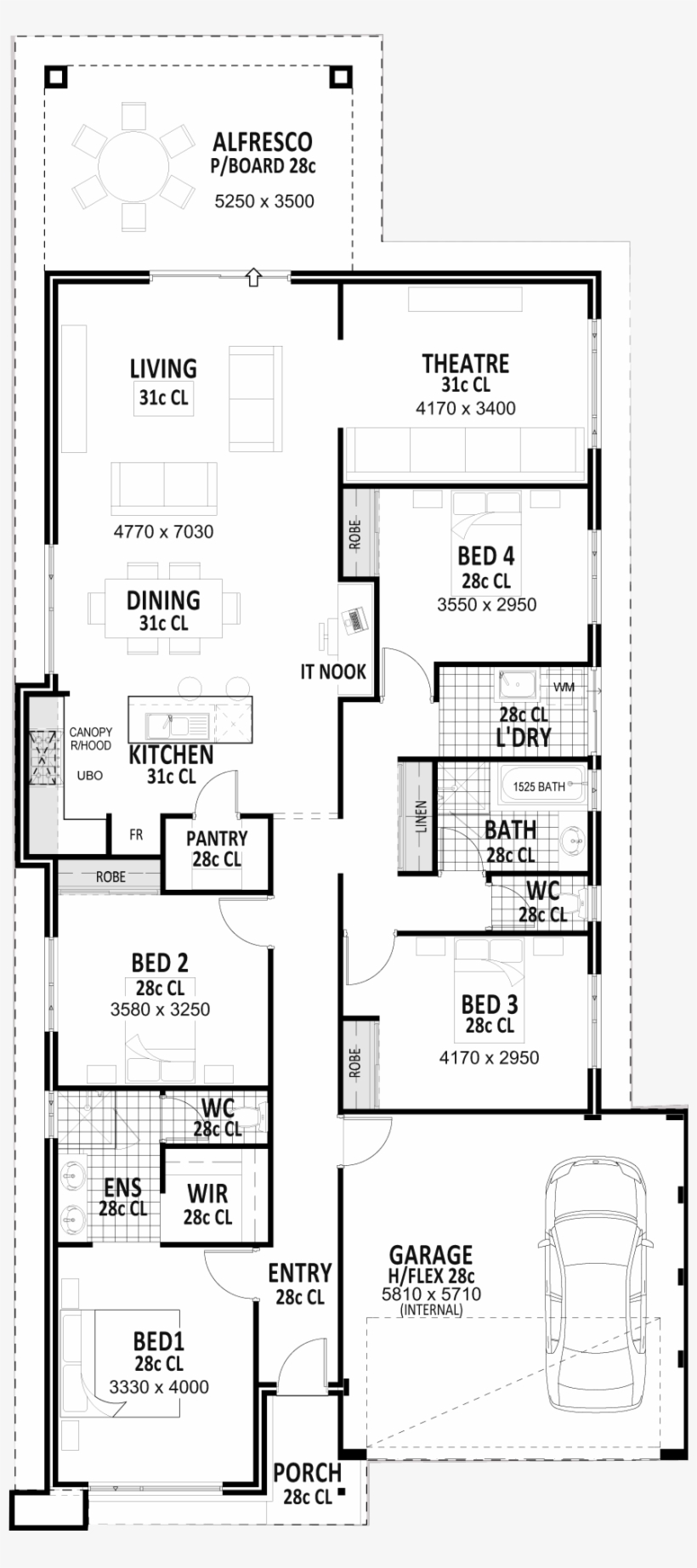Amira - Narrow Single Storey Floor Plans Transparent PNG - 876x1929 - Free Download on NicePNG