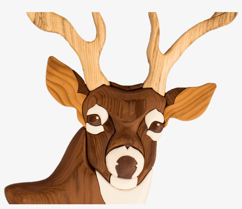 Intarsia Deer Head Bluegrass Wood Art - Deer Transparent PNG - 1200x715 ...