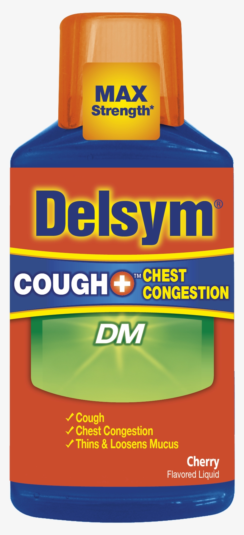 Delsym® Cough Chest Congestion Dm - Cough Syrup Delsym Transparent PNG ...