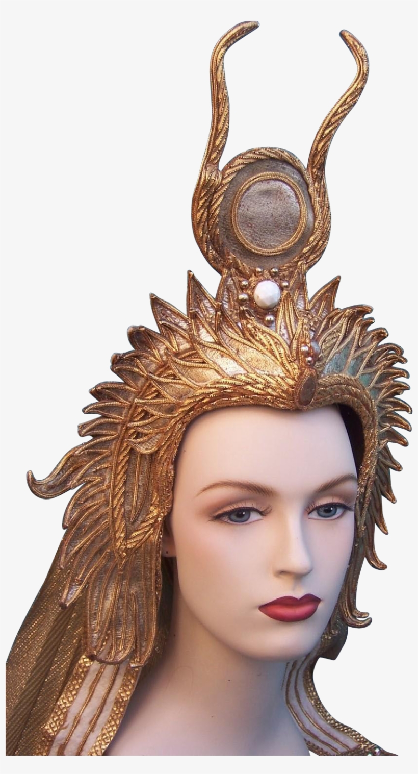 Cleopatra Theatrical Headdress Gold Lame With Pearls - Cleopatra Crown ...