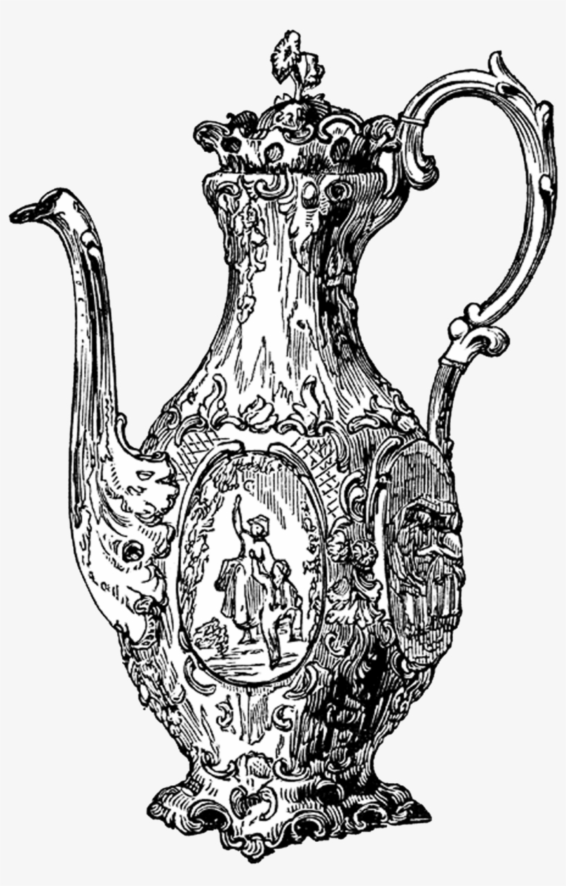 Teapot Drawing Victorian - Black And White Tea Pot Png Transparent PNG ...