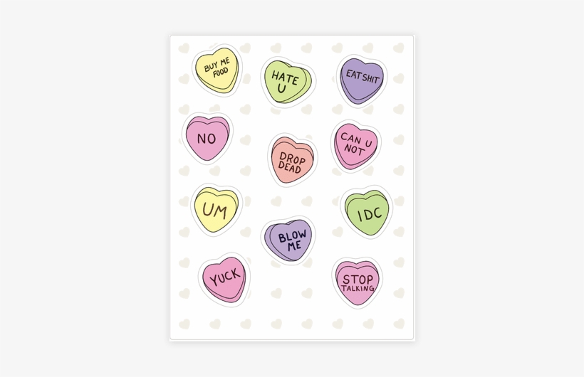 Conversation Hearts Sticker/decal Sheet - Necco Large Conversation ...