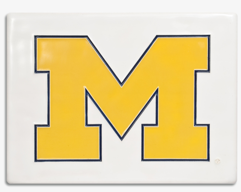 Outline Block M White With Blue - Michigan Wolverines Transparent PNG ...