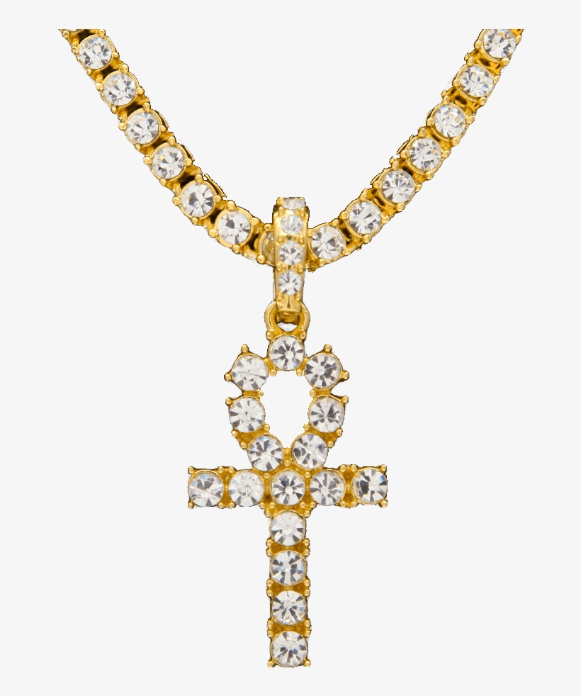 Iced Dart Pendant - Gold Cross Chain Png Transparent Transparent PNG ...