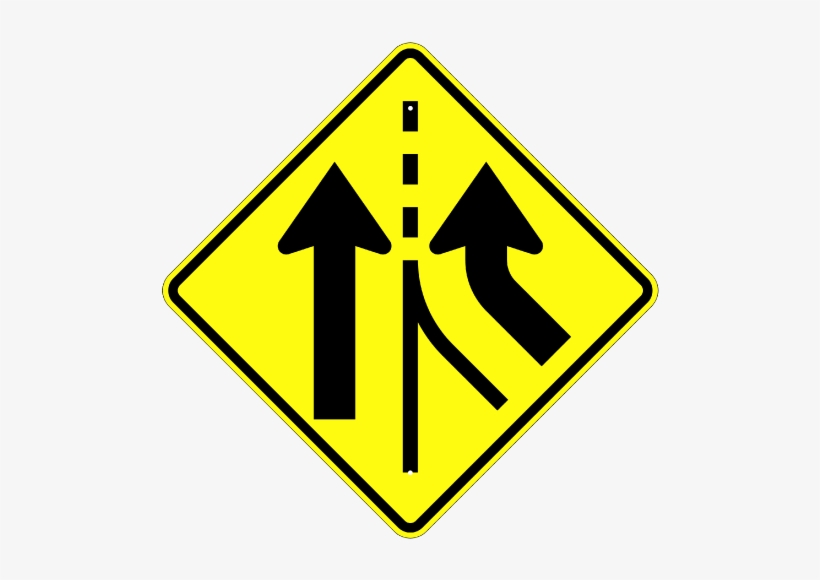 Added Lane Warning Sign - Reduction In Lanes Sign Transparent PNG ...