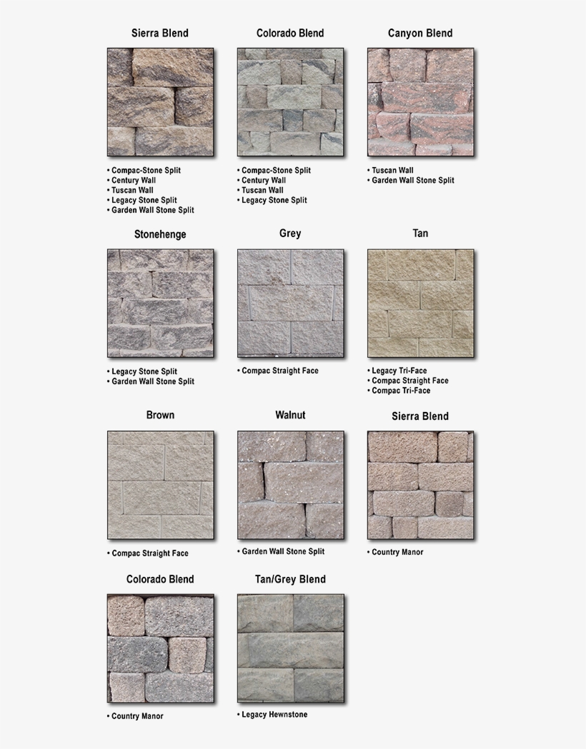 Keystone Retaining Wall Color Chart Tileco Inc. | Keystone Retaining