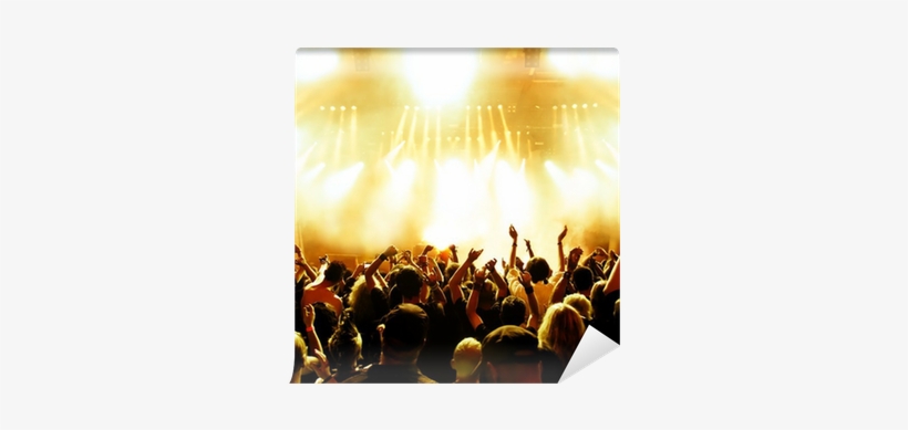 Concert Crowd In Front Of Bright Yellow Stage Lights - Music Club ...