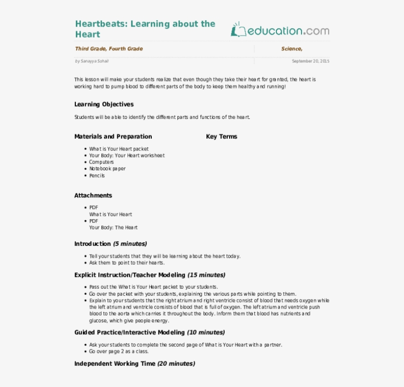 Learning About The Heart - Lesson Plan For Changes Around Us ...