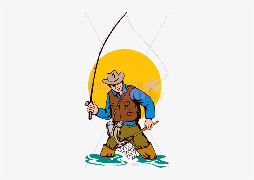Fly Fisherman Cartoon