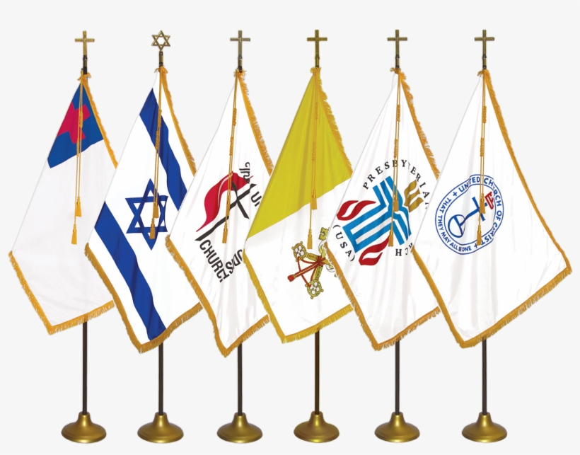 Indoor Religious Flag Sets - Presbyterian Flag W/ Gold Fringe & Pole ...
