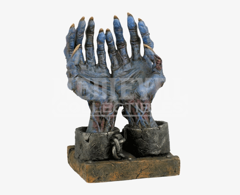 Chained Zombie Hands Figurine - Chained Blue Zombie Hands Statue ...