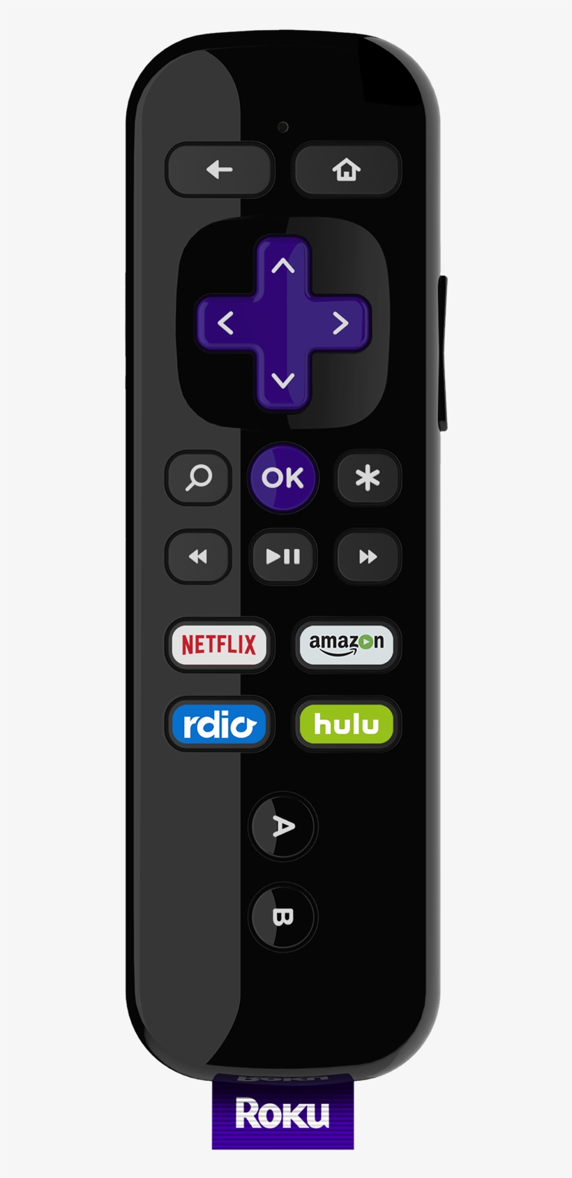 Us Roku3 New Remote Front Png - Roku 4 Streaming Media Player - 4k - Wi ...