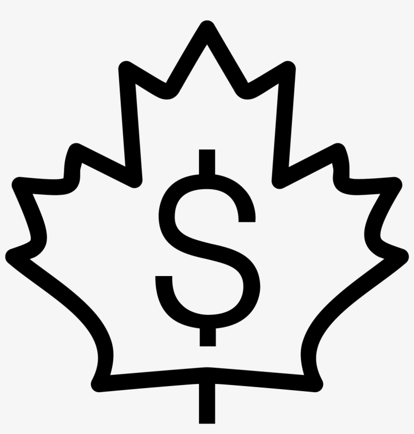 Canadian Dollar Icon - Red Outline Of Maple Leaf Transparent PNG ...