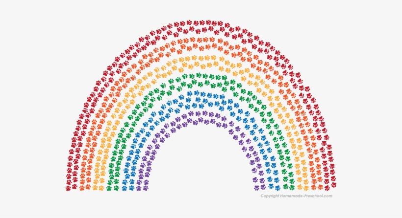 Paw Clipart Rainbow - Rainbow Paw Print Background Transparent PNG ...