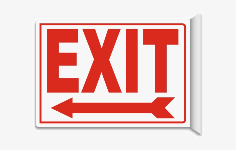 Exit 2-way Sign - Emergency Exit Sign Board Transparent PNG - 600x452 ...