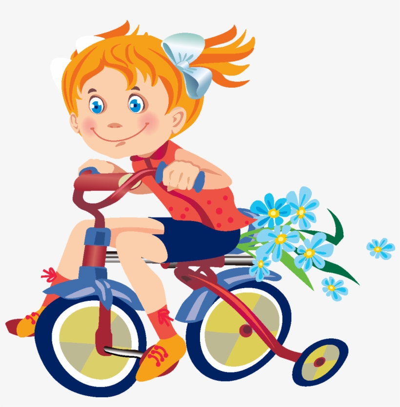 Hand Drawn Cartoon Kids Cycling Elements - Kids Vector Transparent PNG ...