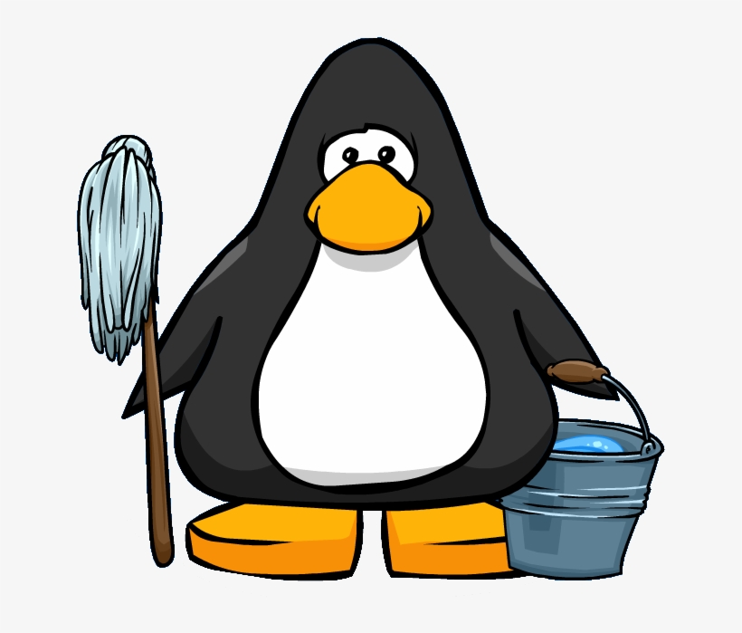 Mop And Bucket From A Player Card - Club Penguin Dark Green Penguin ...