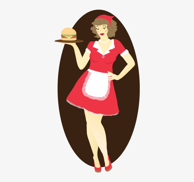 Retro Waitress - Illustration Transparent PNG - 527x737 - Free Download ...