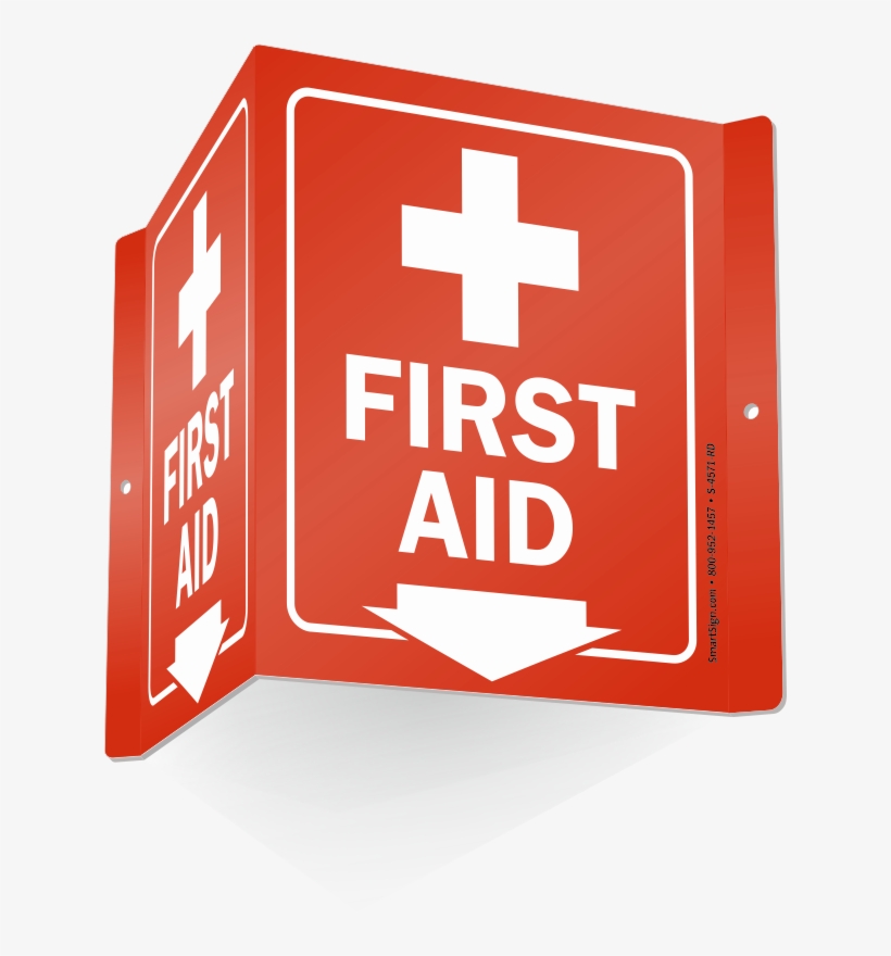 First Aid Red Projecting Sign With Down Arrow - Smartsign By Lyle ...