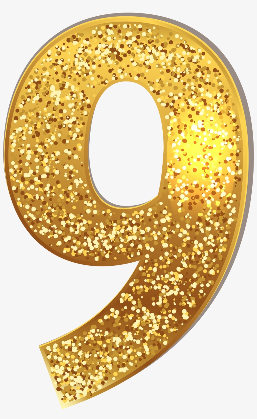 Clip Art Transparent Library Number Nine Gold Shining Transparent PNG ...