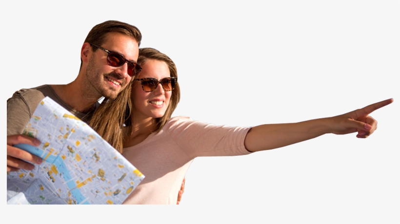 Happy Tourist Sightseeing With Map - People On Holiday Transparent PNG ...