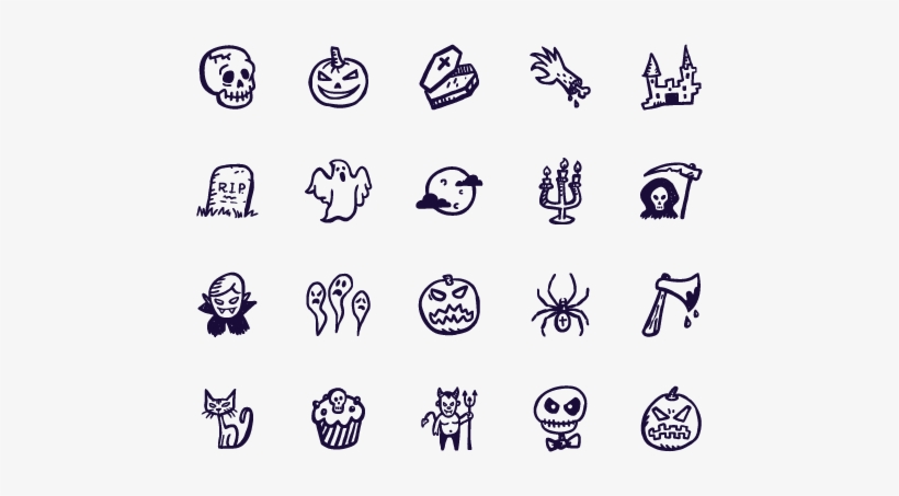 Spooky Icons - Drawn Halloween Transparent PNG - 462x373 - Free ...