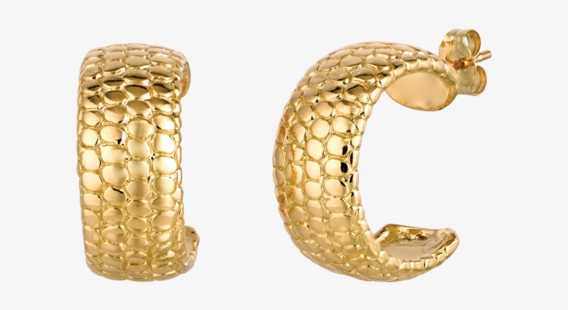 18kt Yellow Gold Snake Skin Hoop Earring - Png Gold Earrings Collection ...