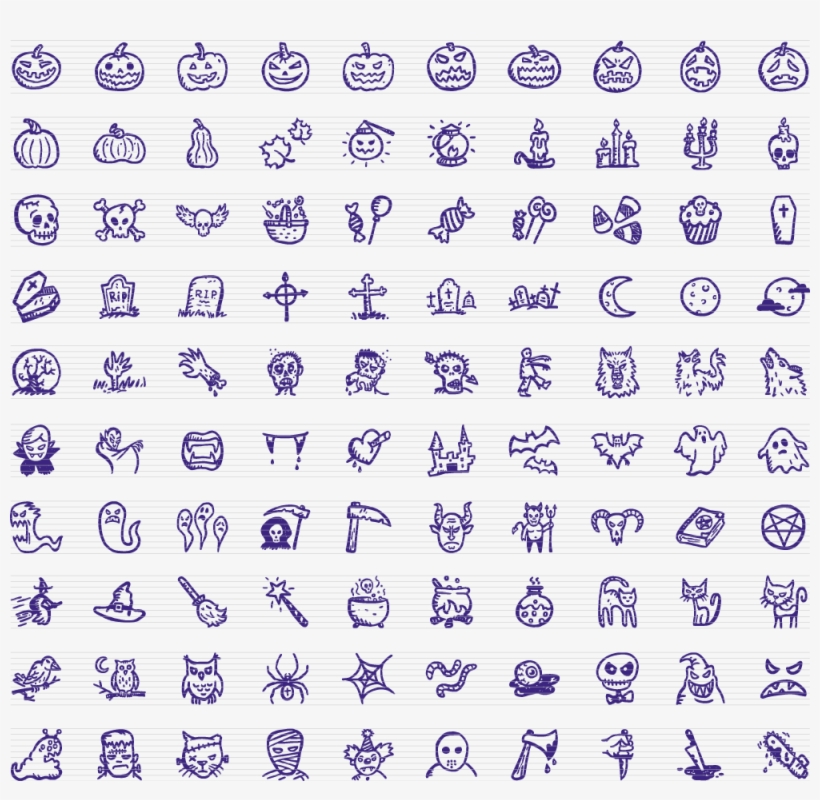Download Spooky Icons 100 Hand-drawn Halloween Vector Icons - Hand ...