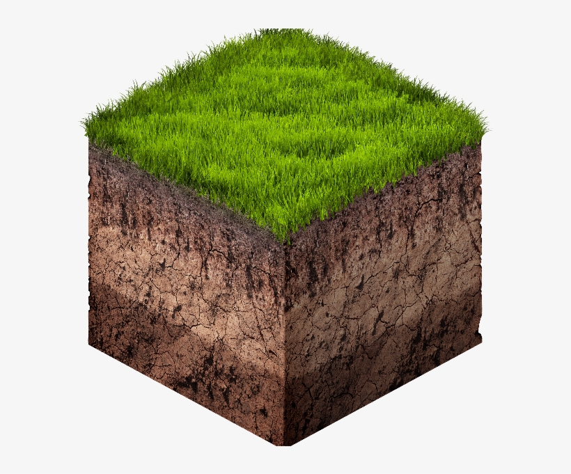 Earth Ground And Grass Cube Cross Section Isometric - Engineering ...