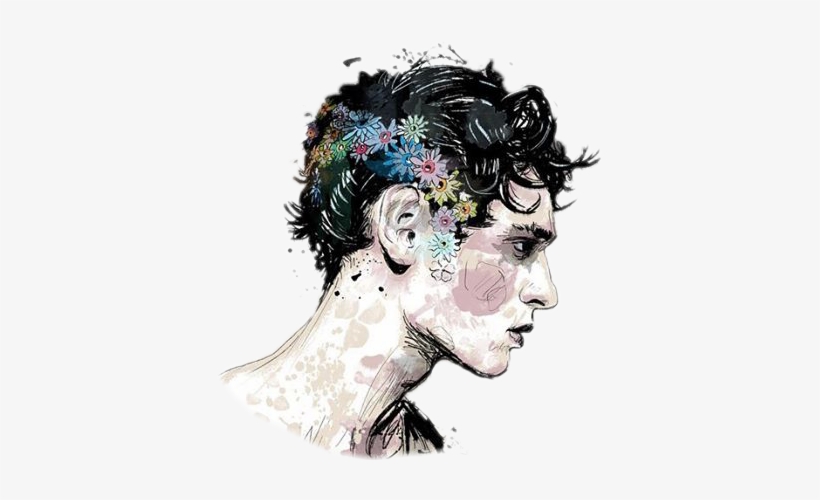 Boy Man Flowers Watercolor Art Paint Sideprofile Profil - Watercolor ...