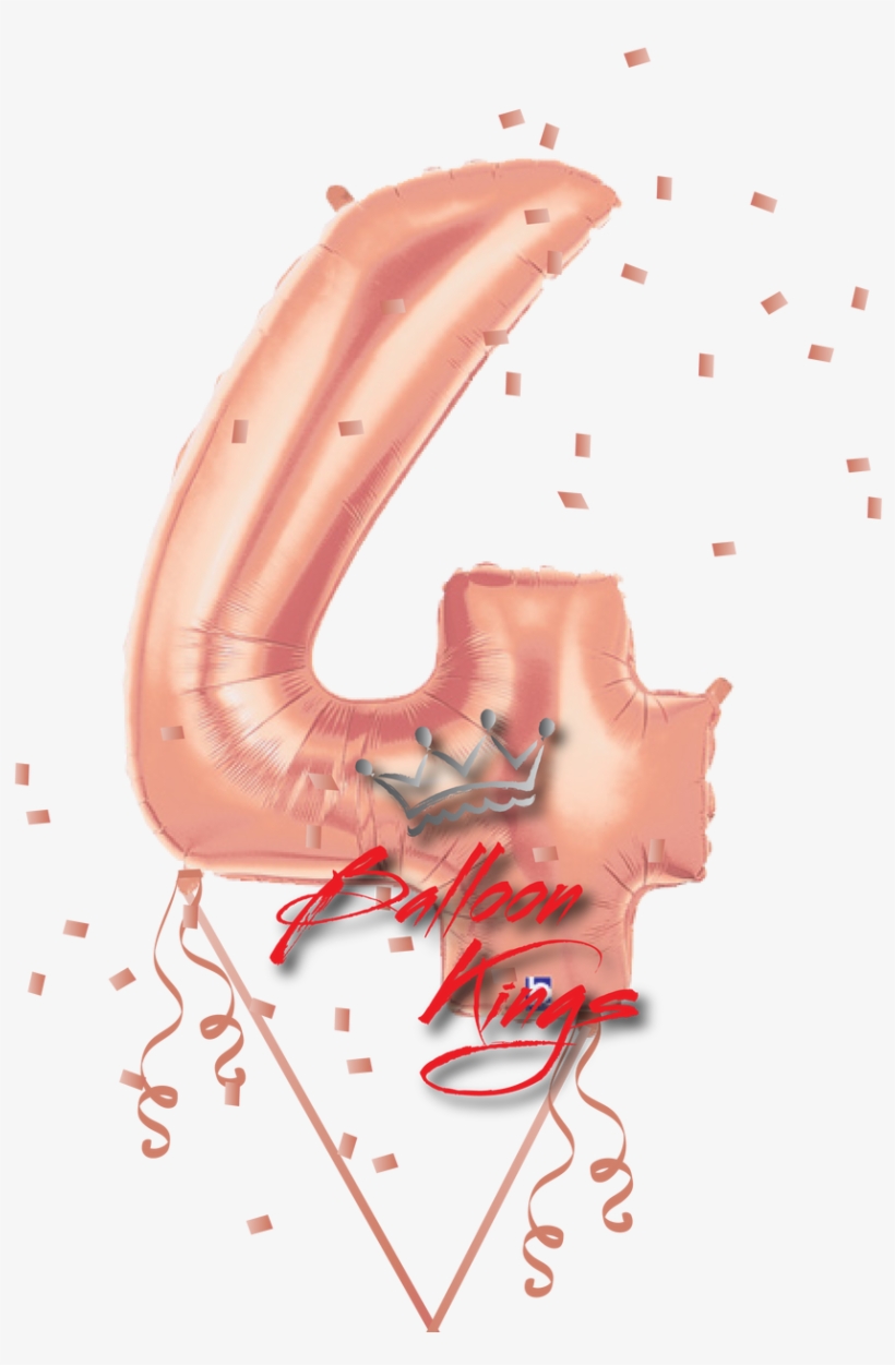 Rose Gold Number - Rose Gold Number 4 Mylar Balloon Transparent PNG ...