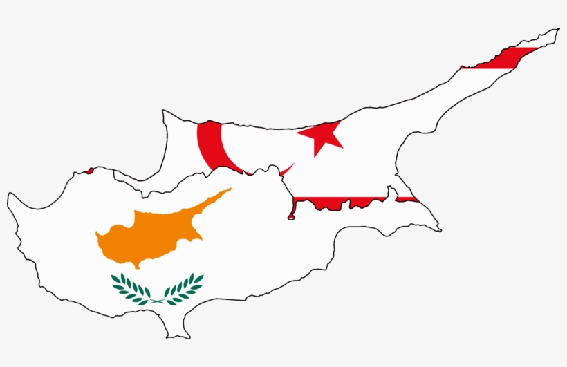 Flag Map Of Cyprus And Turkish Northern Cyprus - Northern Cyprus Flag Map Transparent PNG ...