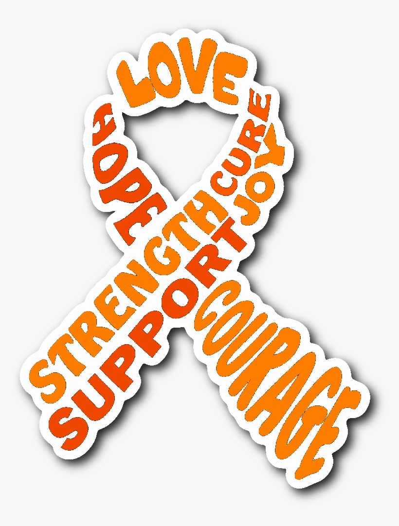Orange Awareness Ribbon With Words Sticker - Blue Awareness Ribbon ...