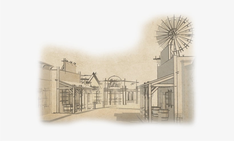 Old Western Town Drawing