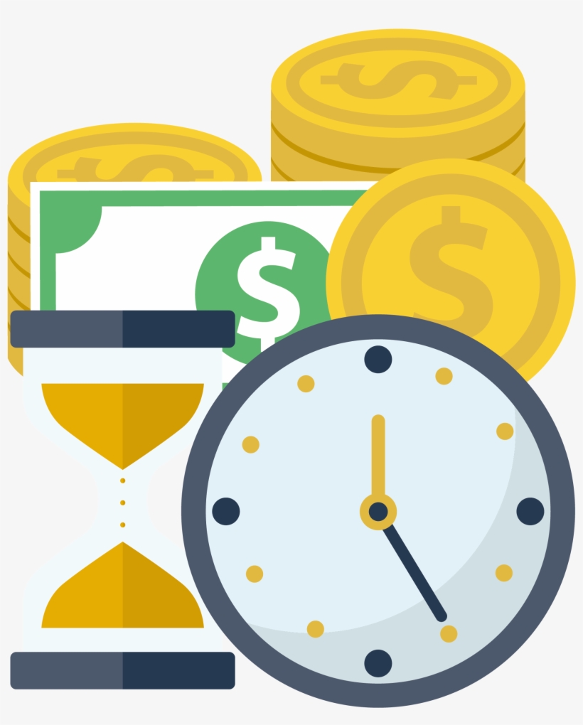 Time Value Of Money Flat Design Finance - Reloj Dinero Png Transparent ...