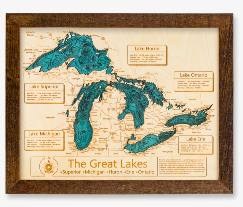 Rustic - Clipart Great Lakes Map Transparent PNG - 1000x800 - Free ...