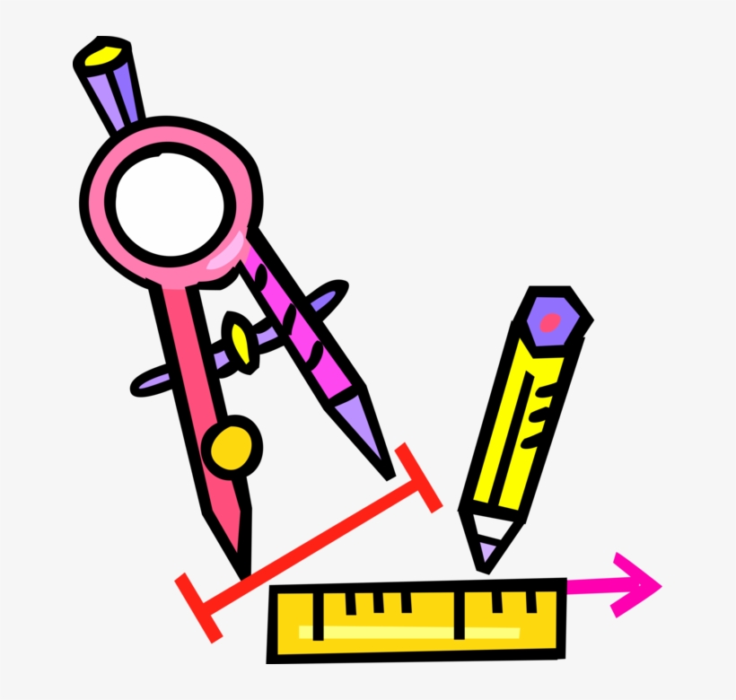 Compass With Ruler And Pencil - Compass Ruler Clipart Transparent PNG ...