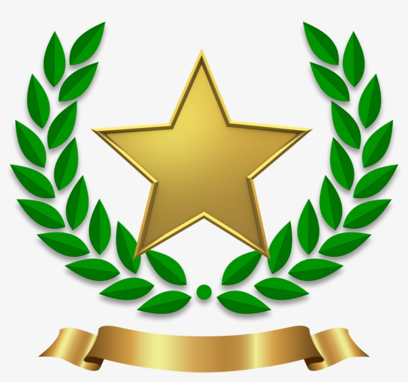 Gold Star Laurel Wreath Transparent Png 1000x1000 Free Download