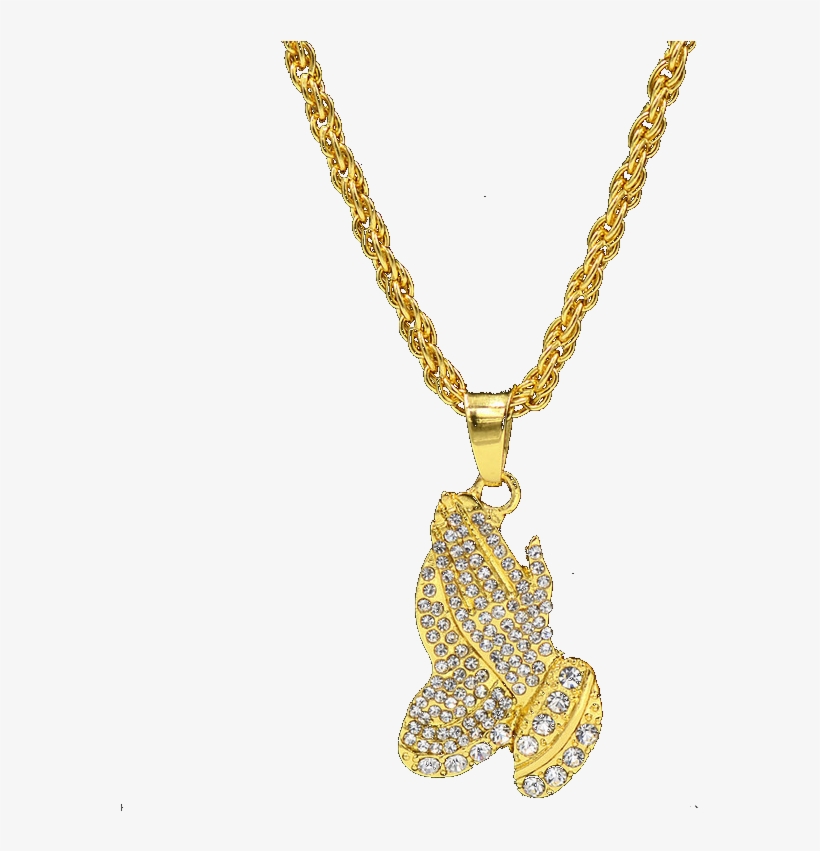 Iced Praying Hands & Rope Chain - Necklace Transparent PNG - 898x866 ...