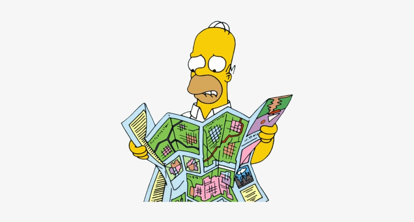 38kib, 350x365, Map-confused - Homer Simpson Reading A Map Transparent ...