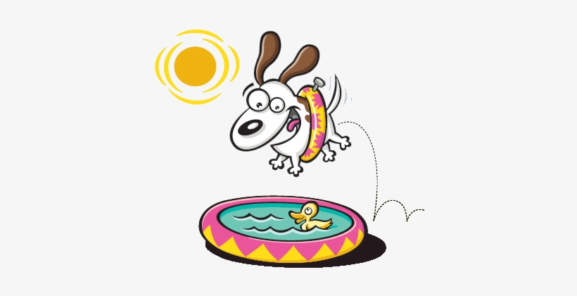 Our Pups Pool Party - Funny Dog Cartoon Transparent PNG - 401x359 ...