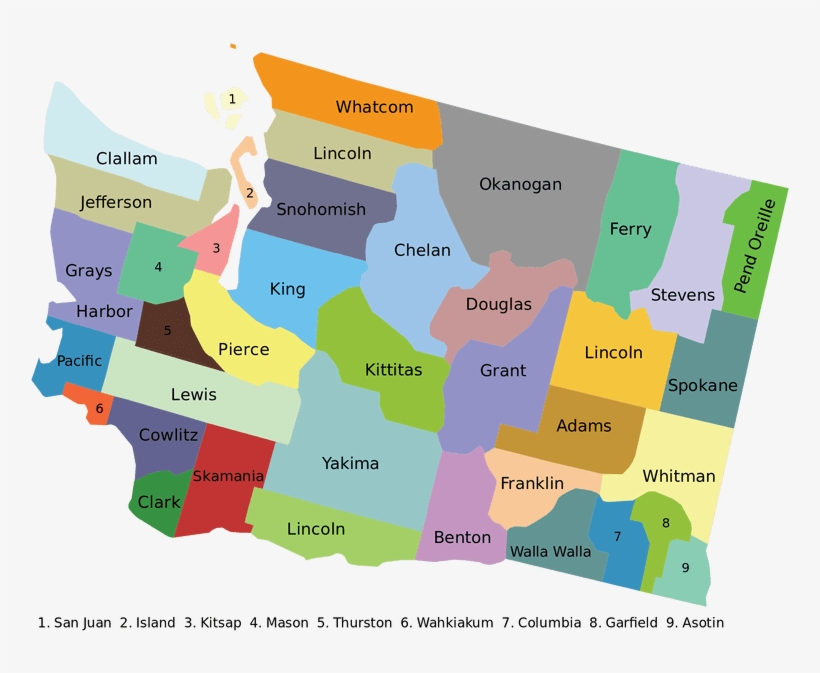 Map Of Washington State - Washington State County Map Vector ...