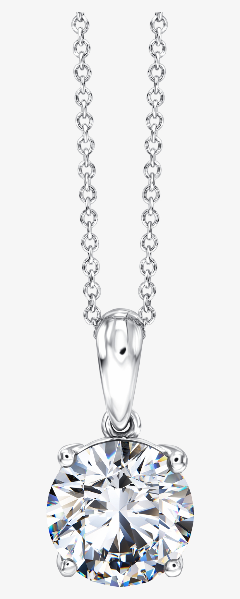 Round Diamond Classic Solitaire Pendant With Chain - Diamond Necklace ...