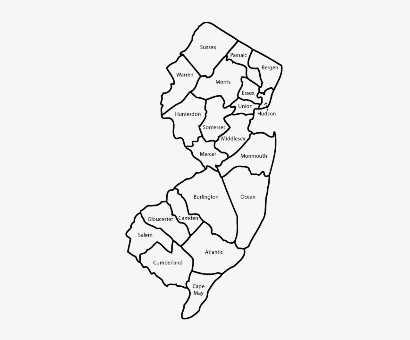 Download Map Of New Jersey With Counties - HD Transparent PNG - NicePNG.com