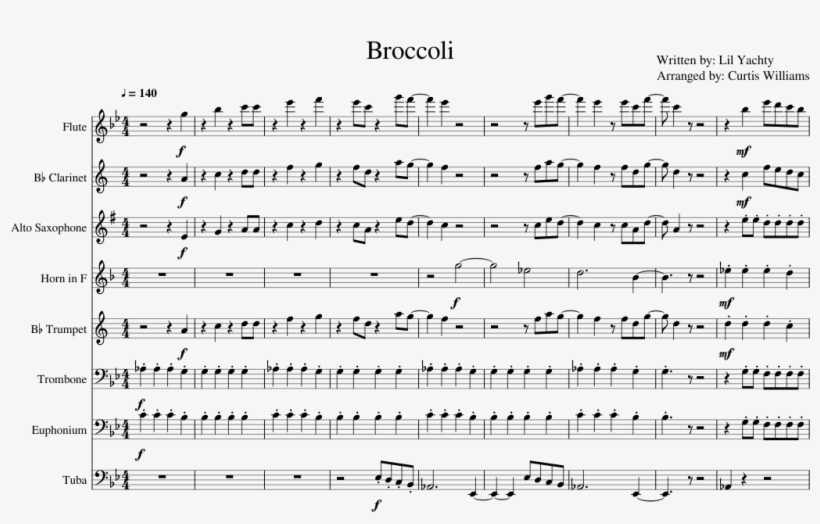 Broccoli Sheet Music Composed By Written By - Sheet Music Transparent ...