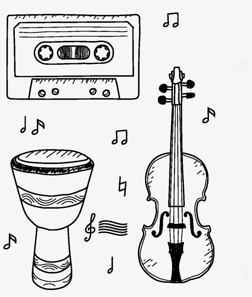 Cartoon Minimalistic Line Musical Instrument Element - Musical ...