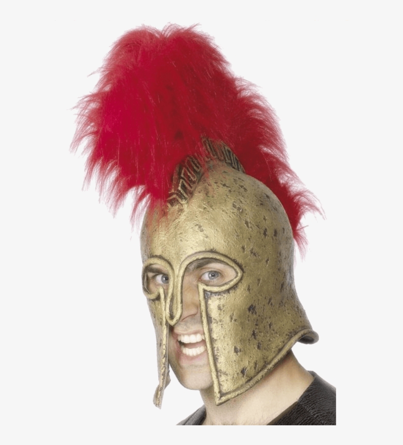 Deluxe Gold Rubber Roman Helmet With Large Red Plume - Roman Soldier ...